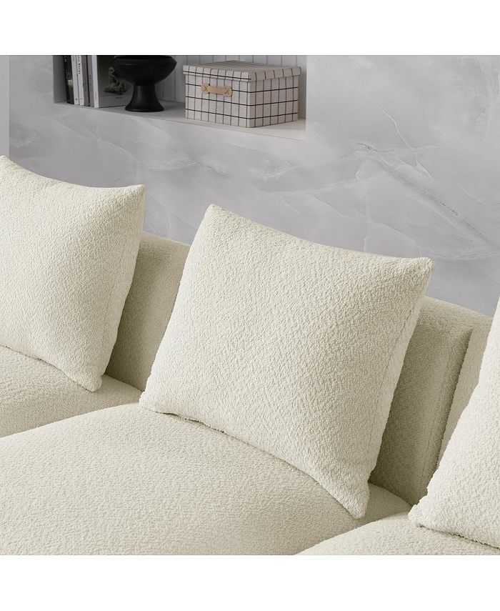 Simplie Fun Modular L-Shaped Sofa with Chaise & Ottoman in Loop Yarn ...