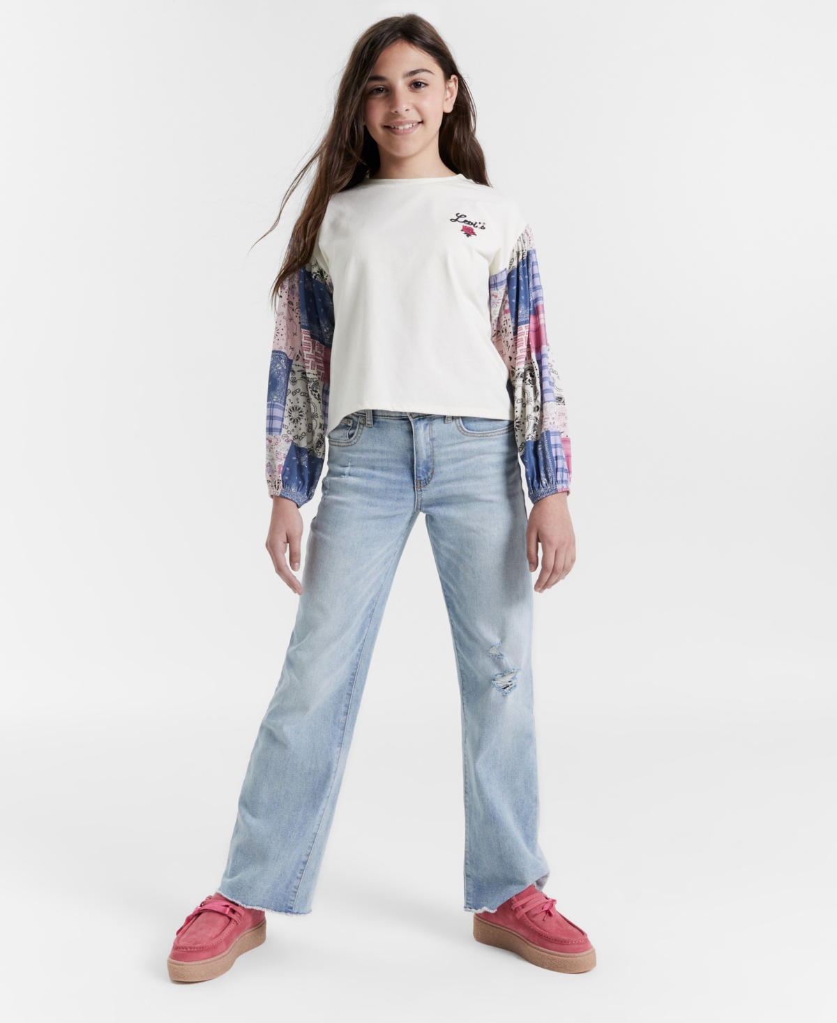 Levis Big Girls Vintage-Like Mid Rise Wide Leg Jeans - Bauhaus Blues