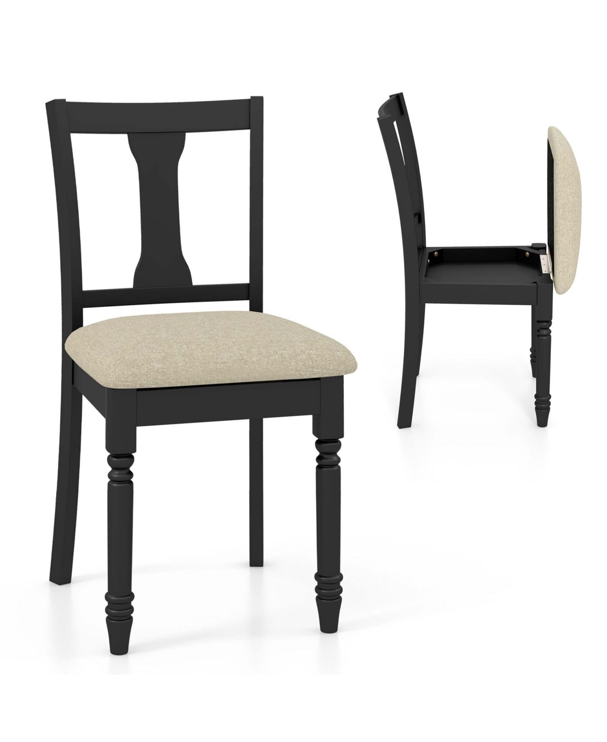 Click here for 2 Pcs Wood Chair Antique Upholstered Chair with St... prices