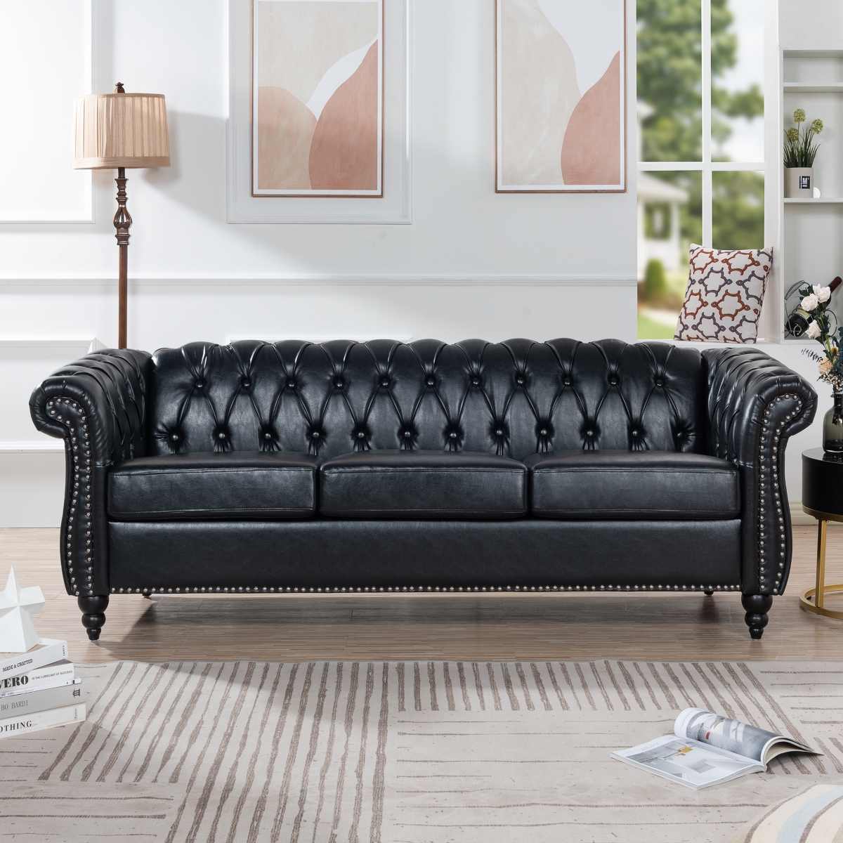 Click here for Streamdale 84.65" Pu Rolled Arm Chesterfield... prices