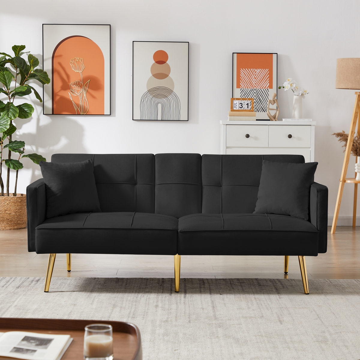 Click here for Simplie Fun Velvet Sofa Bed - Black prices