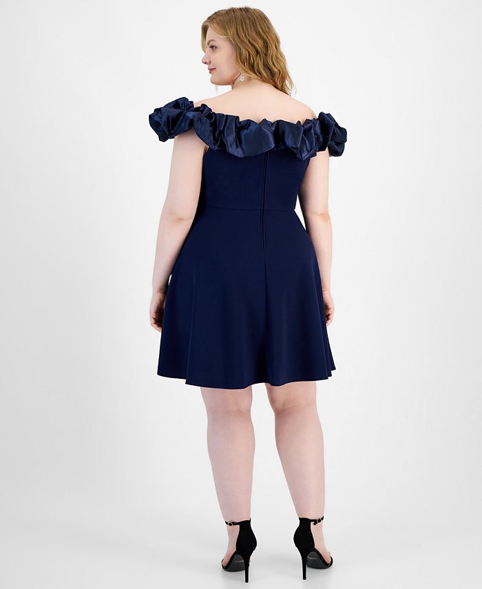 B Darlin Trendy Plus Size Ruffled Off-The-Shoulder Dress - Macy's