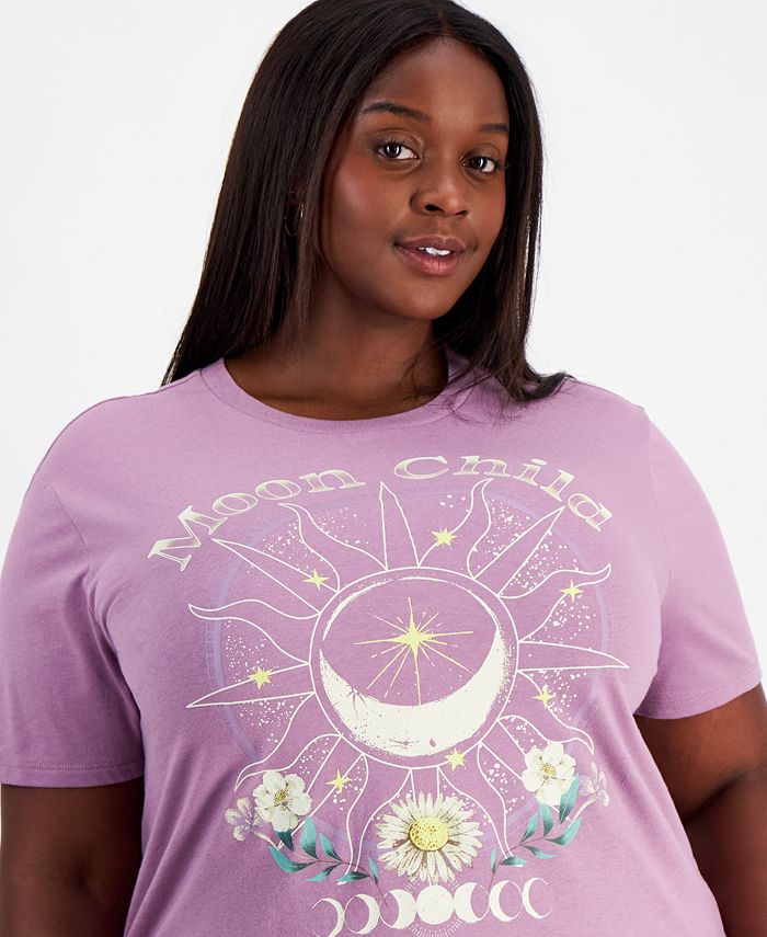 Love Tribe Trendy Plus Size Moon Child Graphic T-Shirt - Macy's