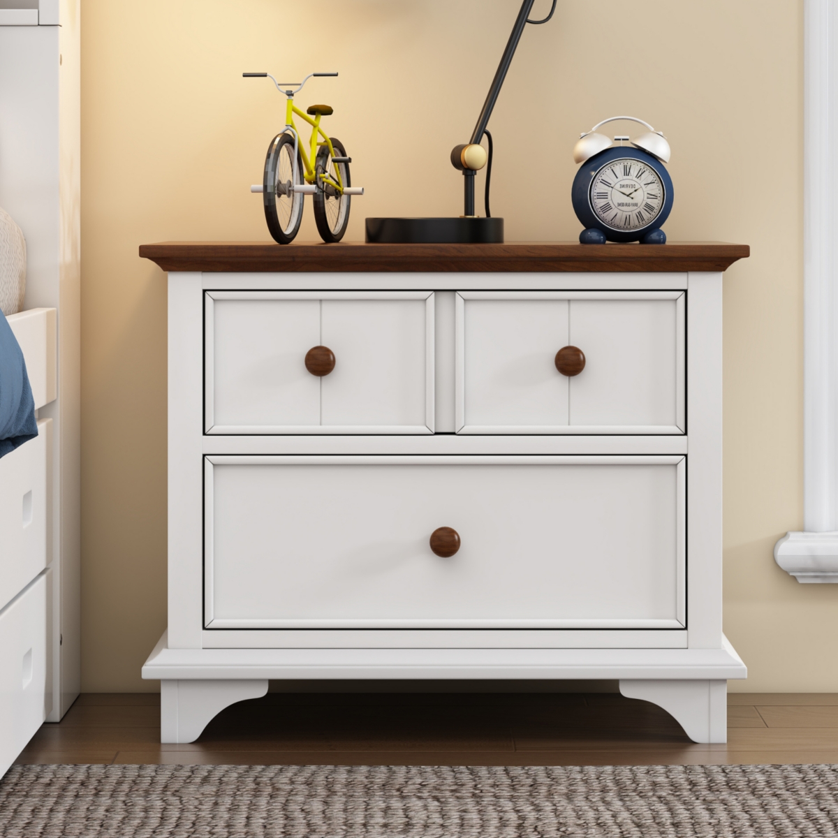Click here for Wooden Two-Drawer Nightstand for Kids Room - White... prices