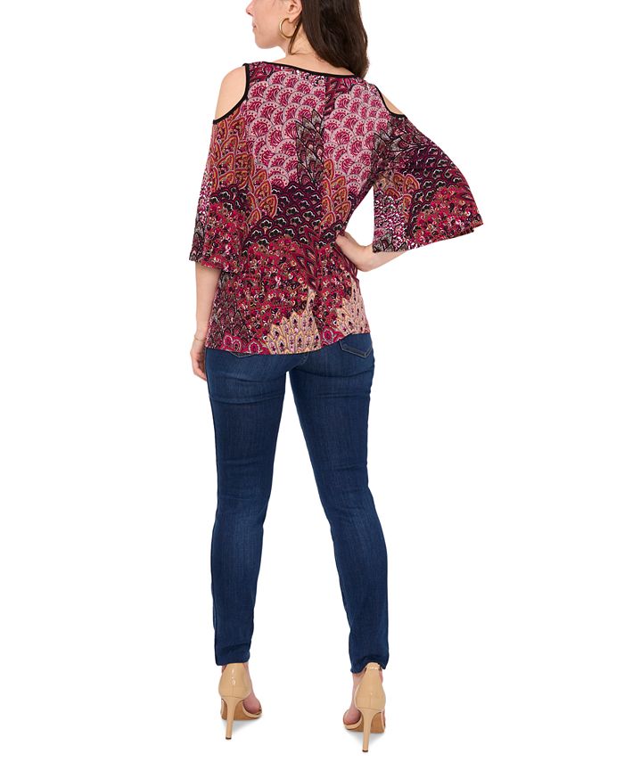 Sam & Jess Petite Keyhole Cold-Shoulder Knit Top - Macy's