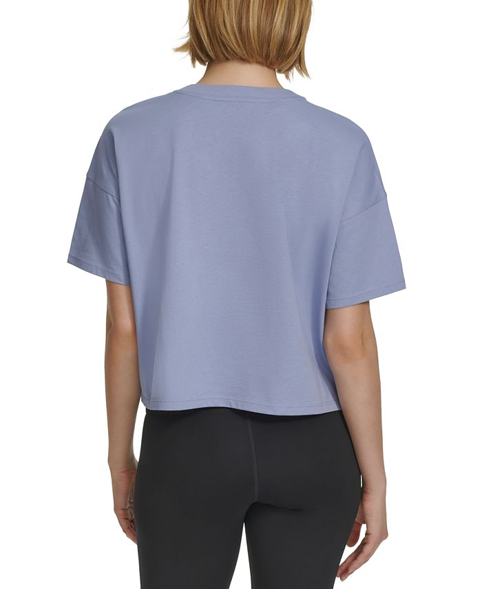 Calvin Klein Women's Cotton Raised Logo Cropped T-Shirt - Macy's