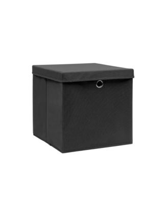 vidaXL Storage Boxes with Covers 4 pcs 11"x11"x11" Black - Macy's