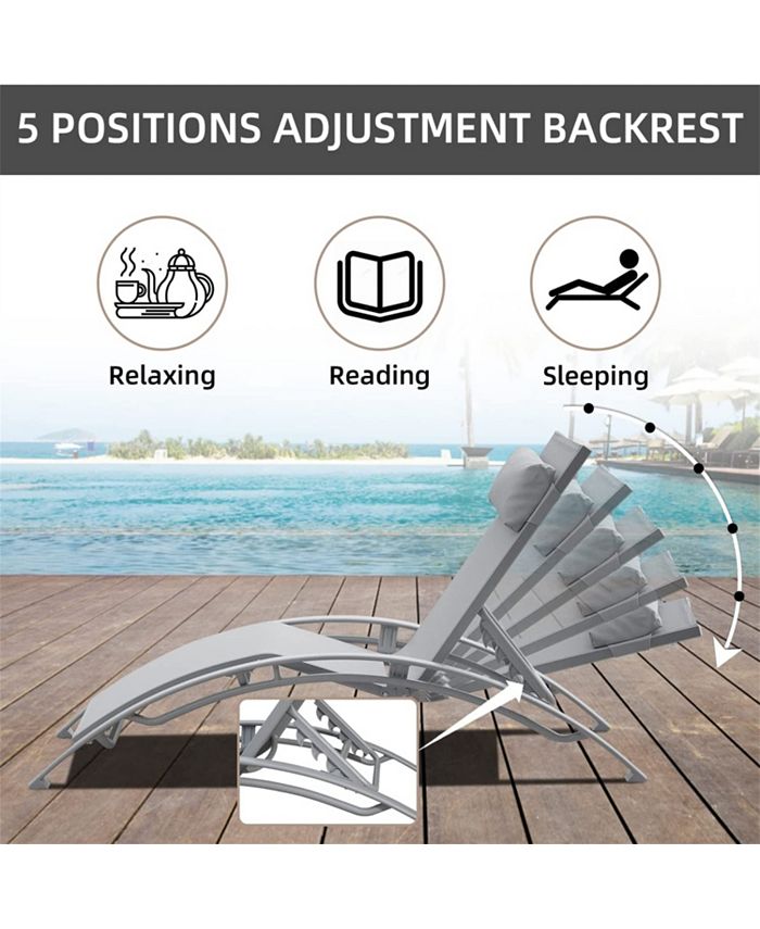 Simplie Fun Adjustable 3-Piece Outdoor Chaise Lounge Set - Macy's