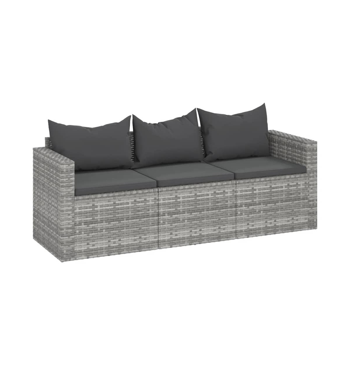 Click here for vidaXL 3-Seater Patio Sofa with Cushions Gray Poly... prices