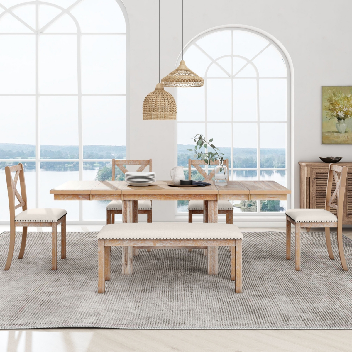 Click here for Streamdale Furniture 6-Piece Wood Dining Table Set... prices