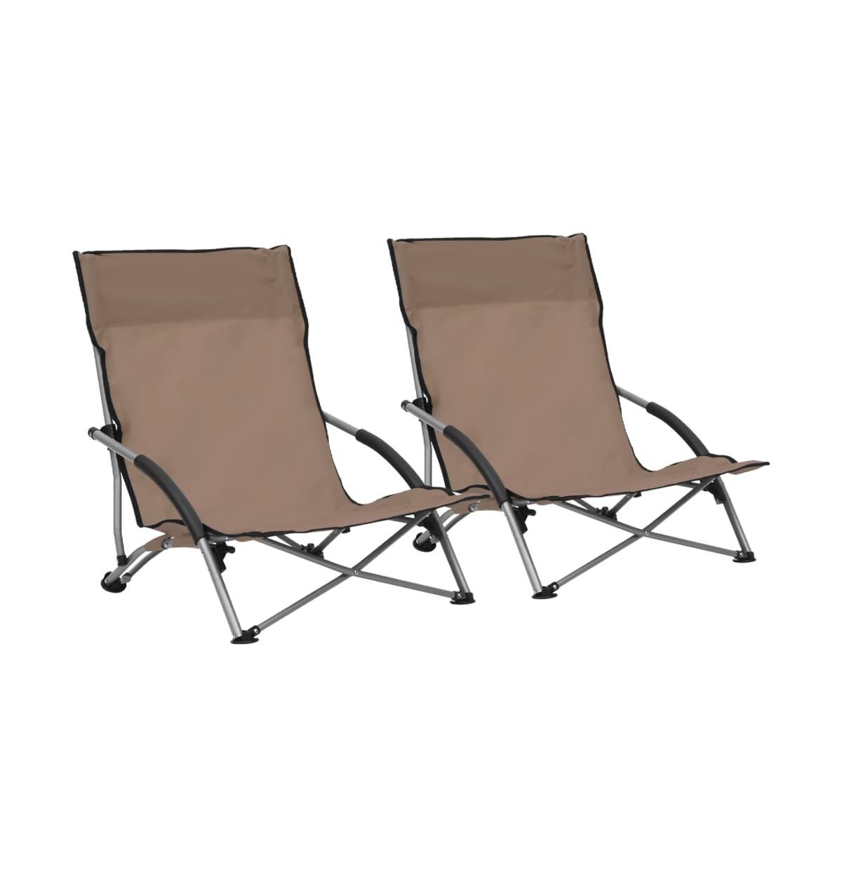 Click here for Folding Beach Chairs 2 pcs Taupe Fabric - Brown prices