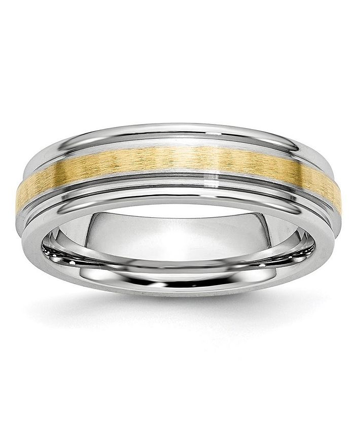 Chisel Cobalt 14k Gold Inlay Satin and Polished Wedding Band Ring - Macy's
