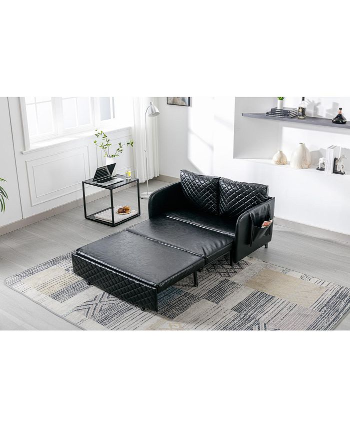 Simplie Fun Convertible Sleeper Sofa Bed, Modern Velvet Loveseat Couch ...