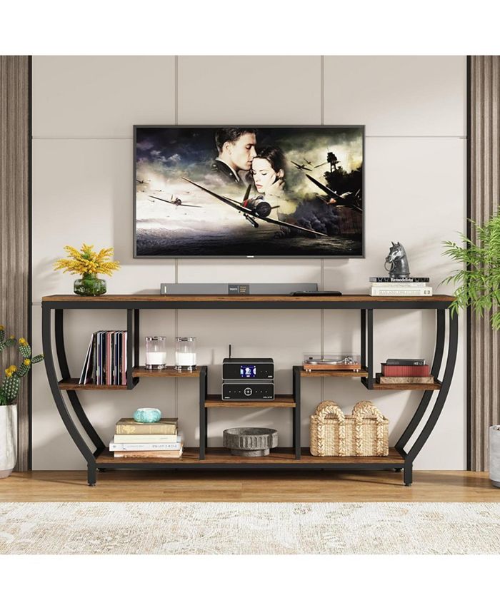 Tribesigns 70.9 Inch Long Sofa Table with Shelves, Rustic Console Table ...