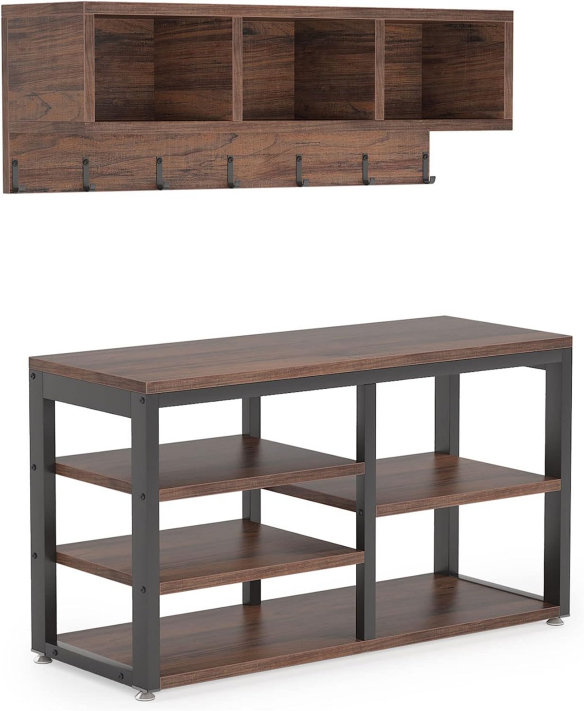 Click here for Tribesigns Industrial Hall Tree Shoe Rack and Benc... prices