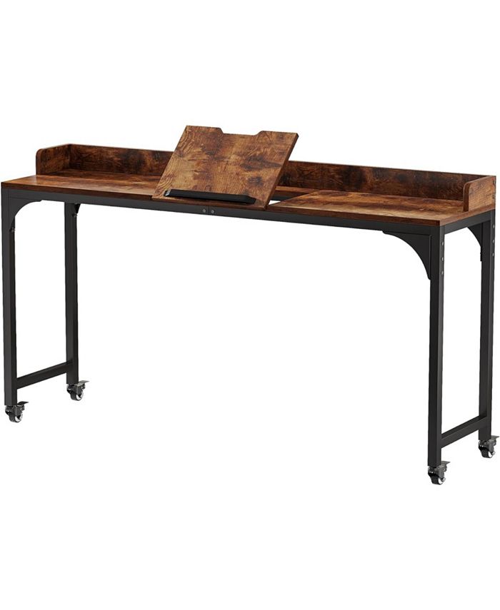 Tribesigns Overbed Table with Wheels, Queen Size Over Bed Desk with ...