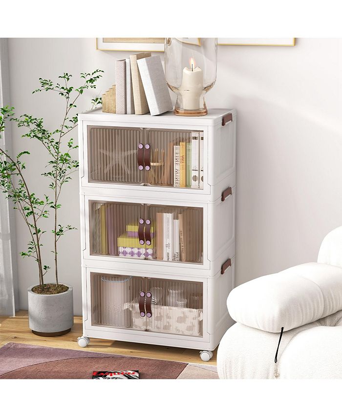 Costway 25.5 Gallon Storage Bins 3-Tier Stackable Storage Boxes with ...