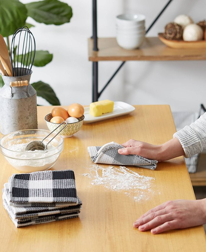 Design Imports Scrubber Dishcloths Collection Windowpane Dishrag Set ...