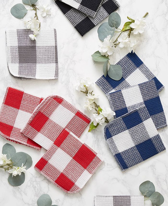 Design Imports Scrubber Dishcloths Collection Windowpane Dishrag Set ...