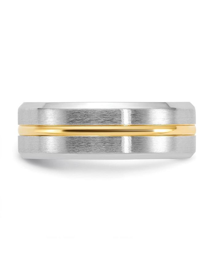 Chisel Cobalt Brushed Yellow IP-plated Center Beveled Edge Band Ring ...