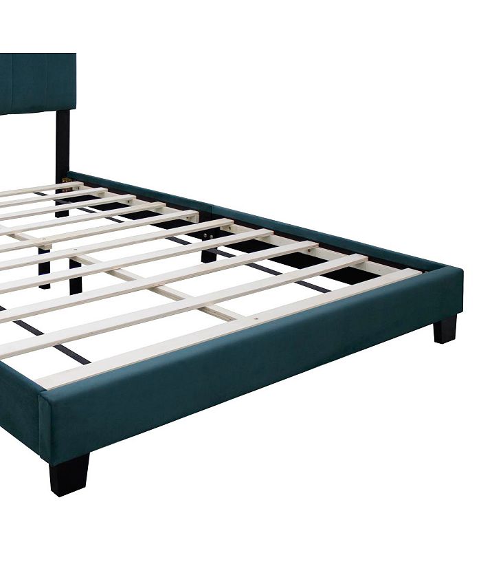 Simplie Fun Green Adjustable Queen Size Upholstered Bed Frame Velvet ...