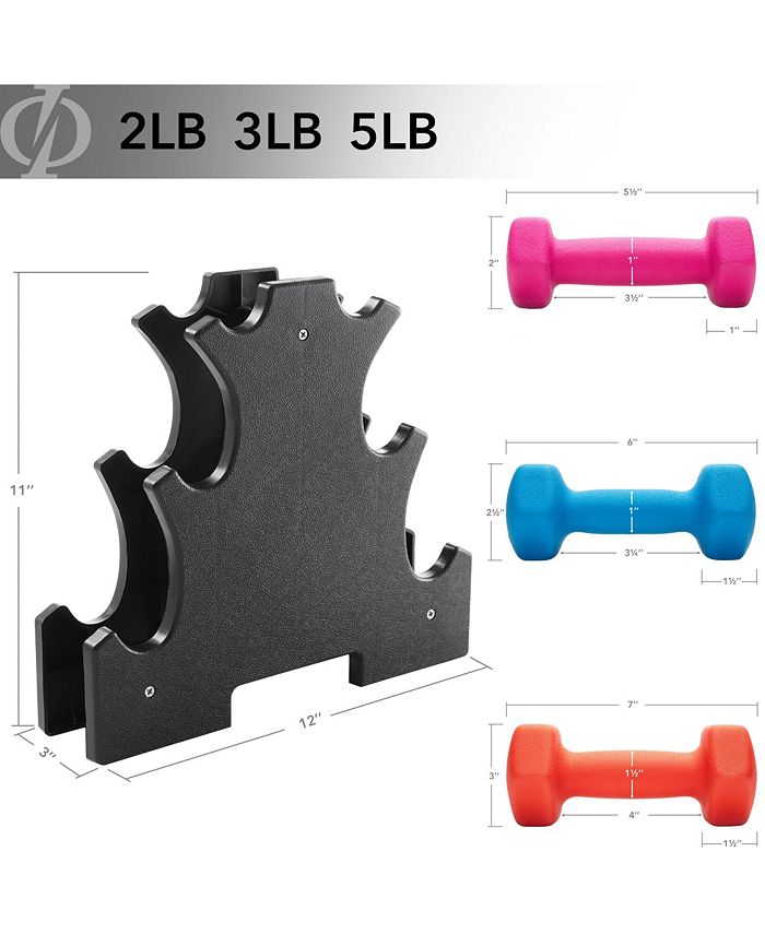 Philosophy Gym Neoprene Dumbbell Hand Weights with Stand, 20 lbs (2 lb ...