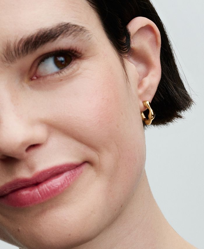 Pandora 14K Gold-Plated Shaped Open Hoop Earrings - Macy's