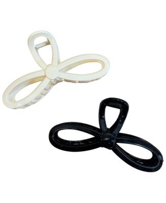 Women s Looped Clip Set - Cream + Black - Macy's