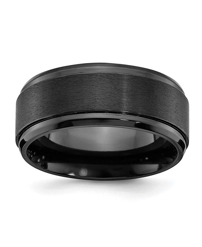 Chisel Black Zirconium Brushed Center Beveled Edge Wedding Band Ring ...