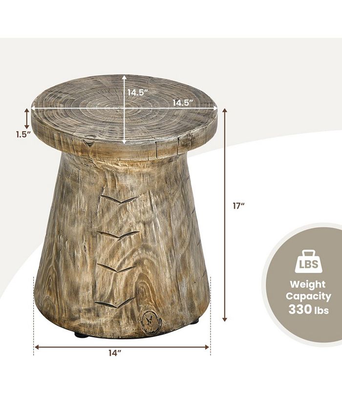 SUGIFT Weather Resident Rock End Table with Wood Grain for Living Room ...