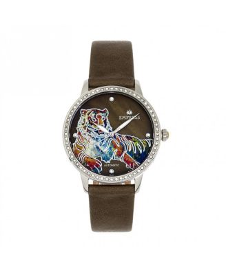 Empress Emress Women Diana Automatic Engraved MOP Leather-Band Watch ...