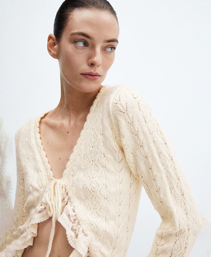 MANGO Women's Ruffled Knot Cardigan - Macy's
