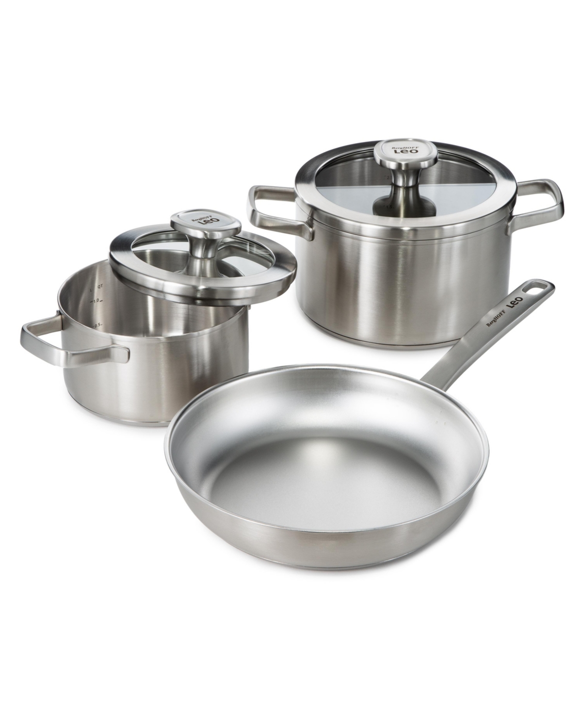 BergHOFF Graphite 5Pc Recycled 18/10 Stainless Steel Cookware Set - Silver