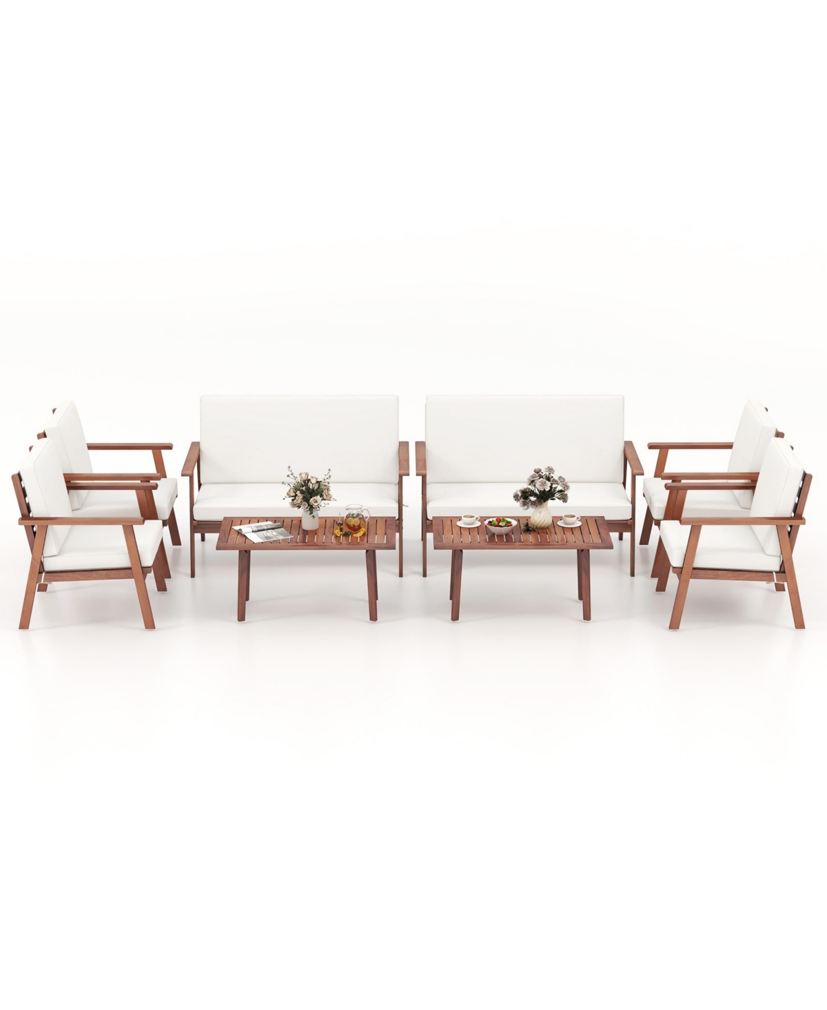 Click here for 8 Pcs Patio Conversation Set Acacia Wood Sofa Coff... prices