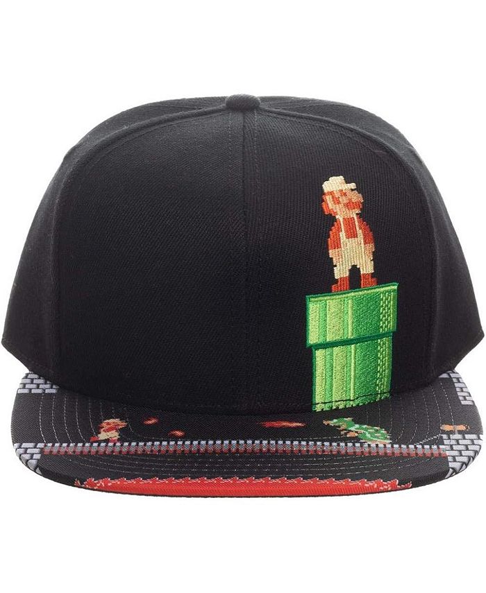 SUPER MARIO Men's Video Game 8-Bit Black Snapback Hat - Macy's