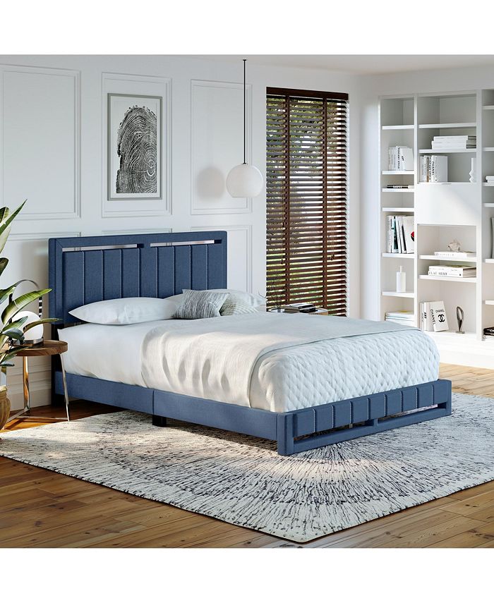 Boyd Sleep Senata Upholstered Linen Platform Bed, Queen, Beige - Macy's