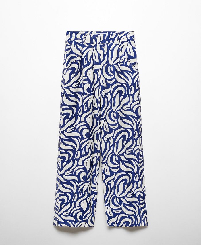 MANGO Women's Wide Leg Printed Pants - Macy's