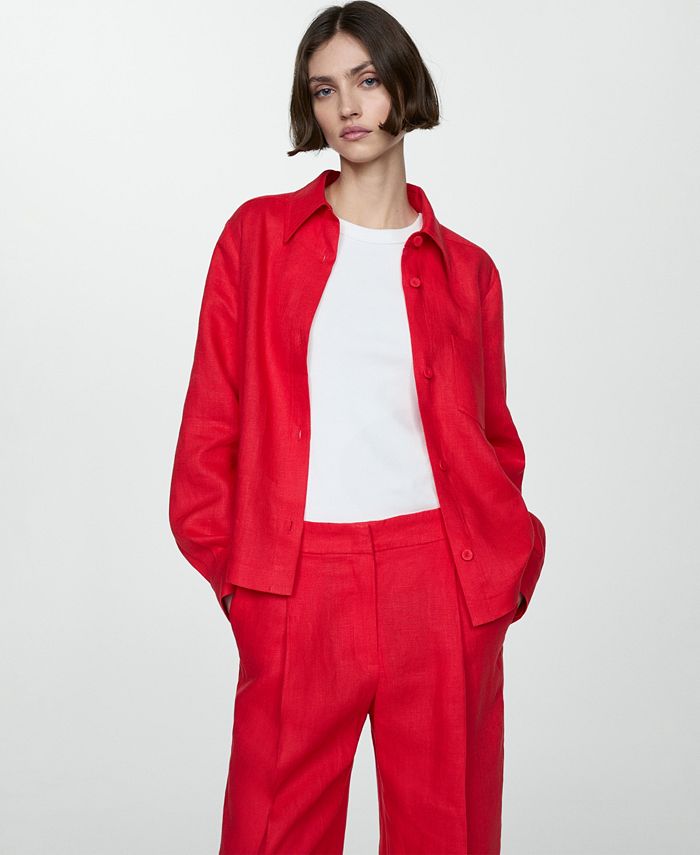 MANGO Women's Straight Linen-Blend Pants - Macy's