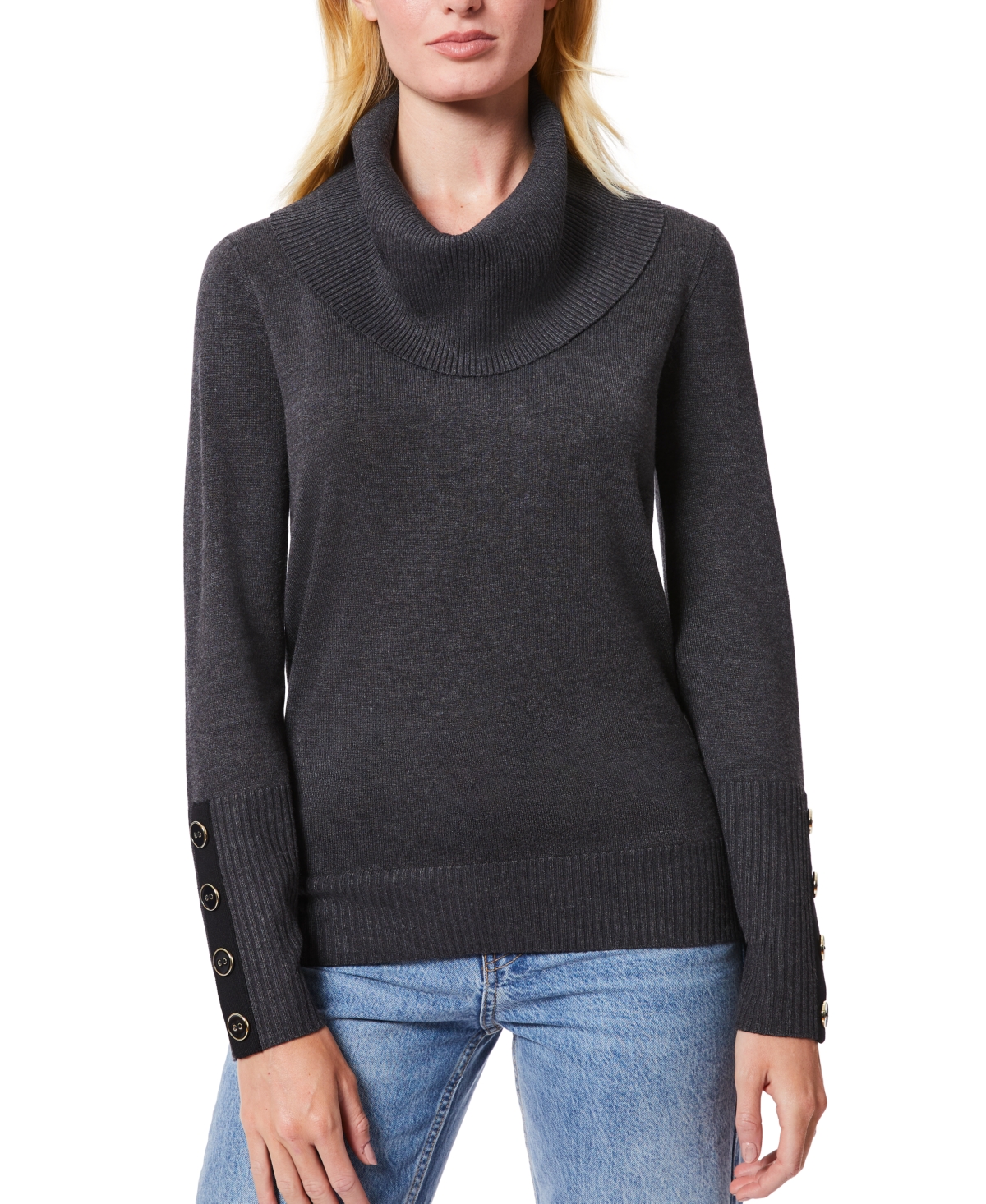 Click here for Melissa Paige Womens Contrast-Cuff Cowlneck Sweate... prices