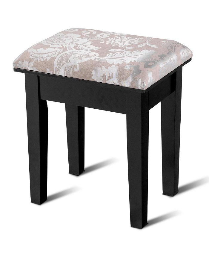 Costway Makeup Desk Vanity Dressing Table Square Stool 1 Large Black ...