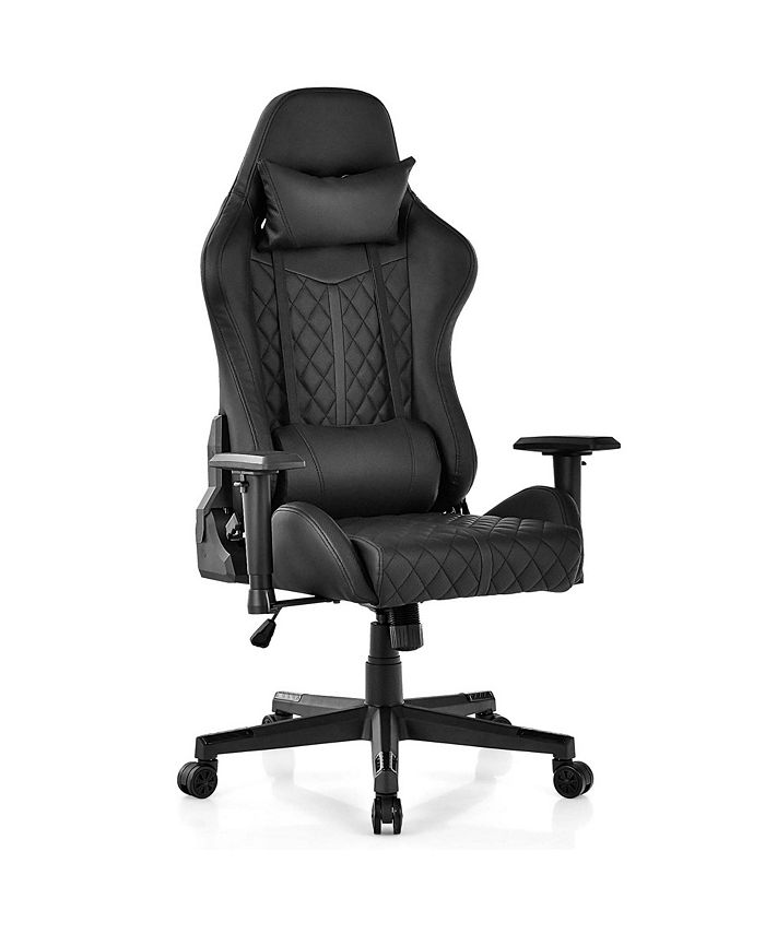 Costway Gaming Chair with RGB LED Lights Racing Game Chair with Meta ...