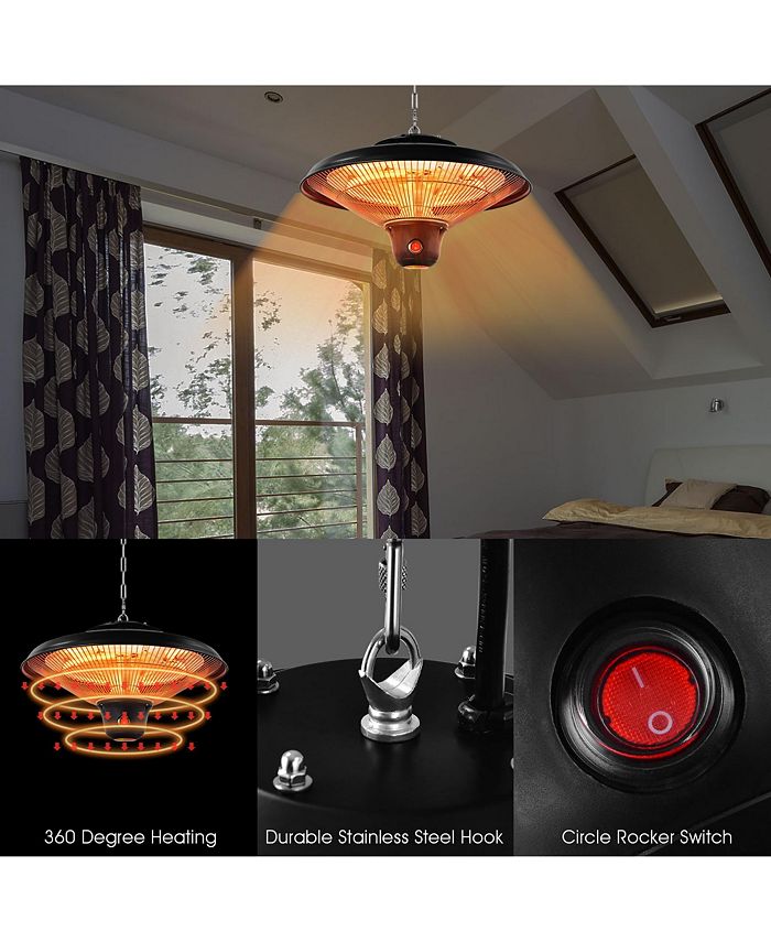 Costway 1500W Electric Hanging Heater Ceiling Mounted Infrared Heater w ...
