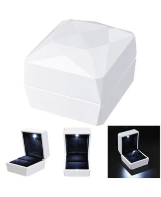 LED Light Diamond Ring Box White Velvet Jewelry Gift Wedding Proposal ...