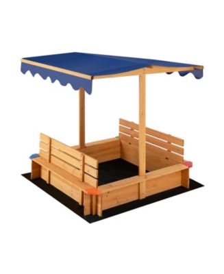 Slickblue Kids Wooden Sandbox with Canopy and 2 Bench Seats - Macy's
