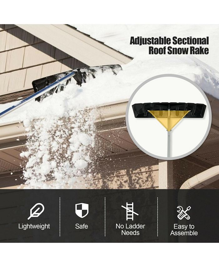 SUGIFT 20 Feet Extendable Aluminum Snow Roof Rake with Anti-slip Handle ...
