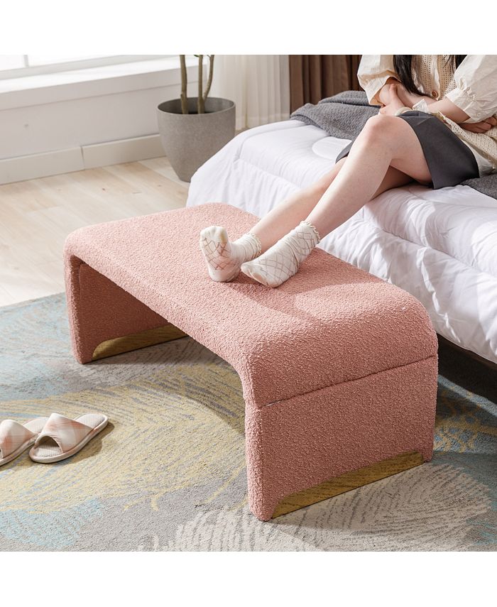 Simplie Fun New Boucle Fabric Loveseat Ottoman Footstool Bedroom Bench ...