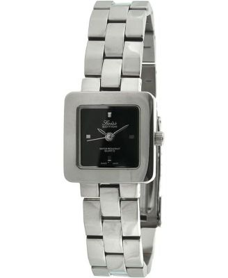 Swiss Edition Women's Silver Luxury Small Square Link Bracelet Black ...