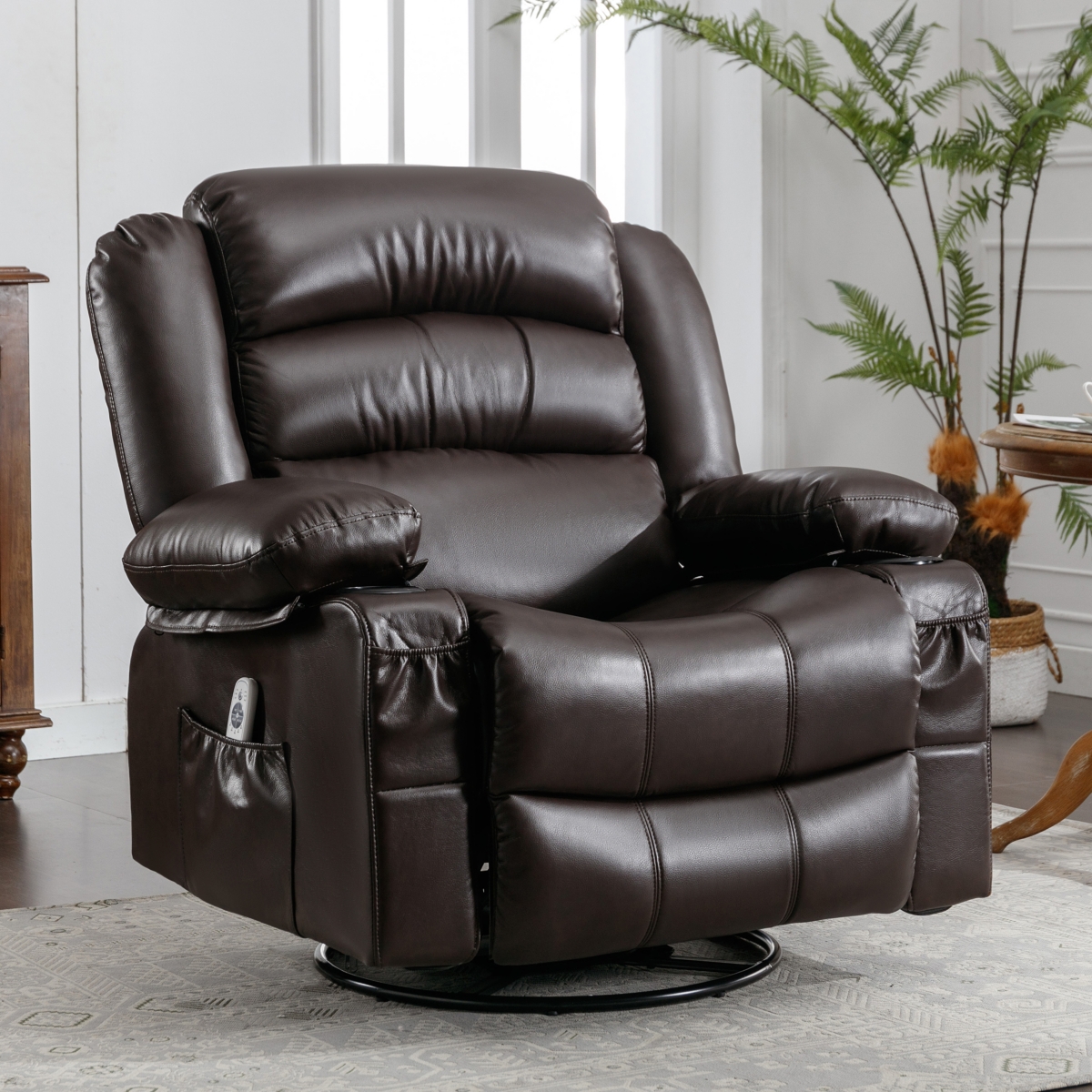 Click here for Streamdale Brown Swivel Rocker Recliner with Massa... prices