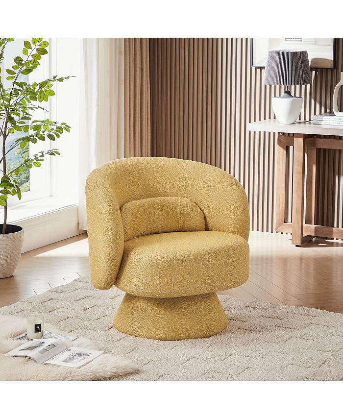 Simplie Fun Yellow Swivel Barrel Chair with Toss Pillows - Macy's