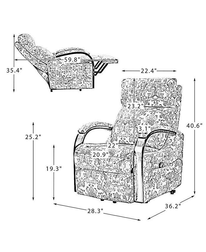 Hulala Home Bernard Upholstered Lift Assist Power Recliner Chair with ...